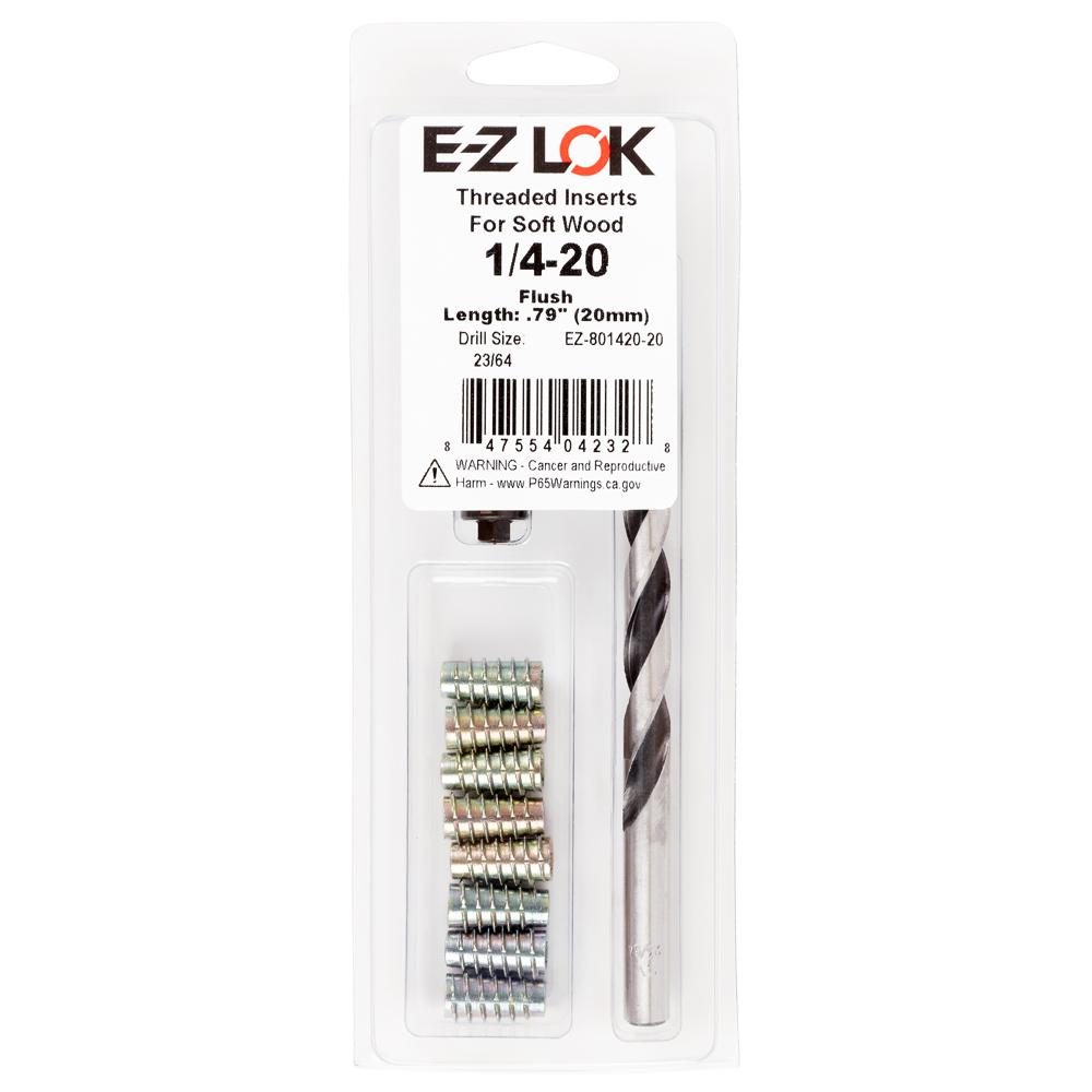 E-Z Hex™ Threaded Insert Installation Kit for Soft Wood - Flush - 1/4 ...