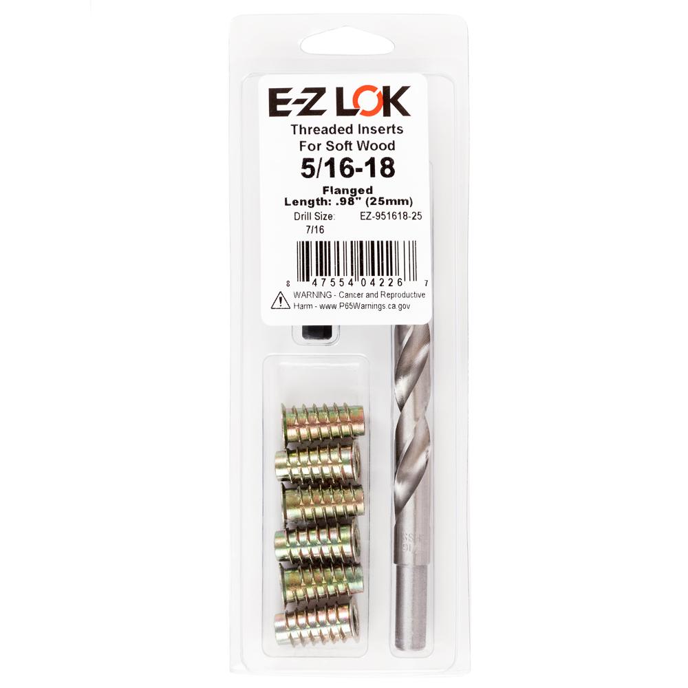 E-Z Hex™ Threaded Insert Installation Kit for Soft Wood - Flanged - 5/ ...