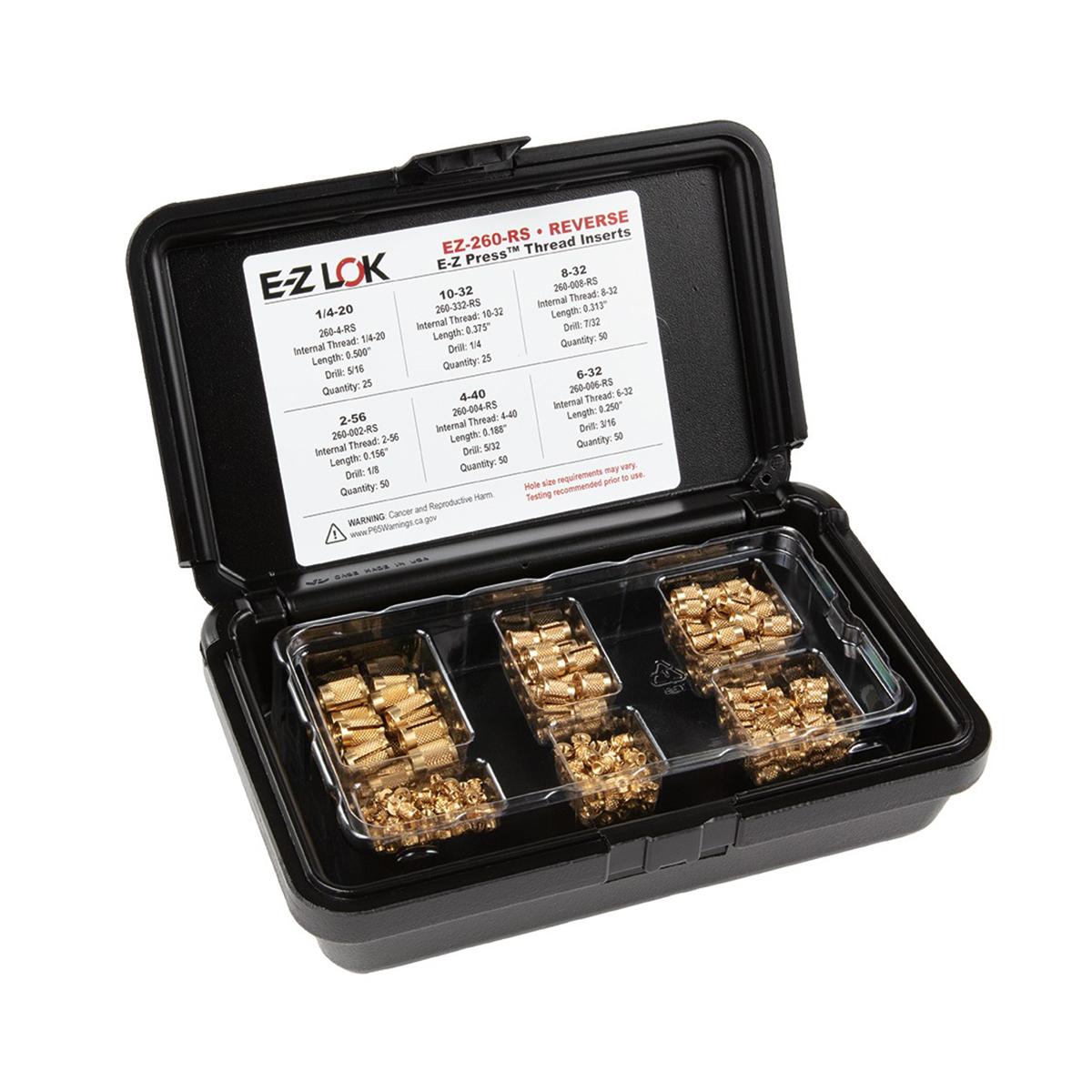 E-Z Press™ Threaded Insert Assortment Kit - Brass - Reverse - 2-56 to 1 ...