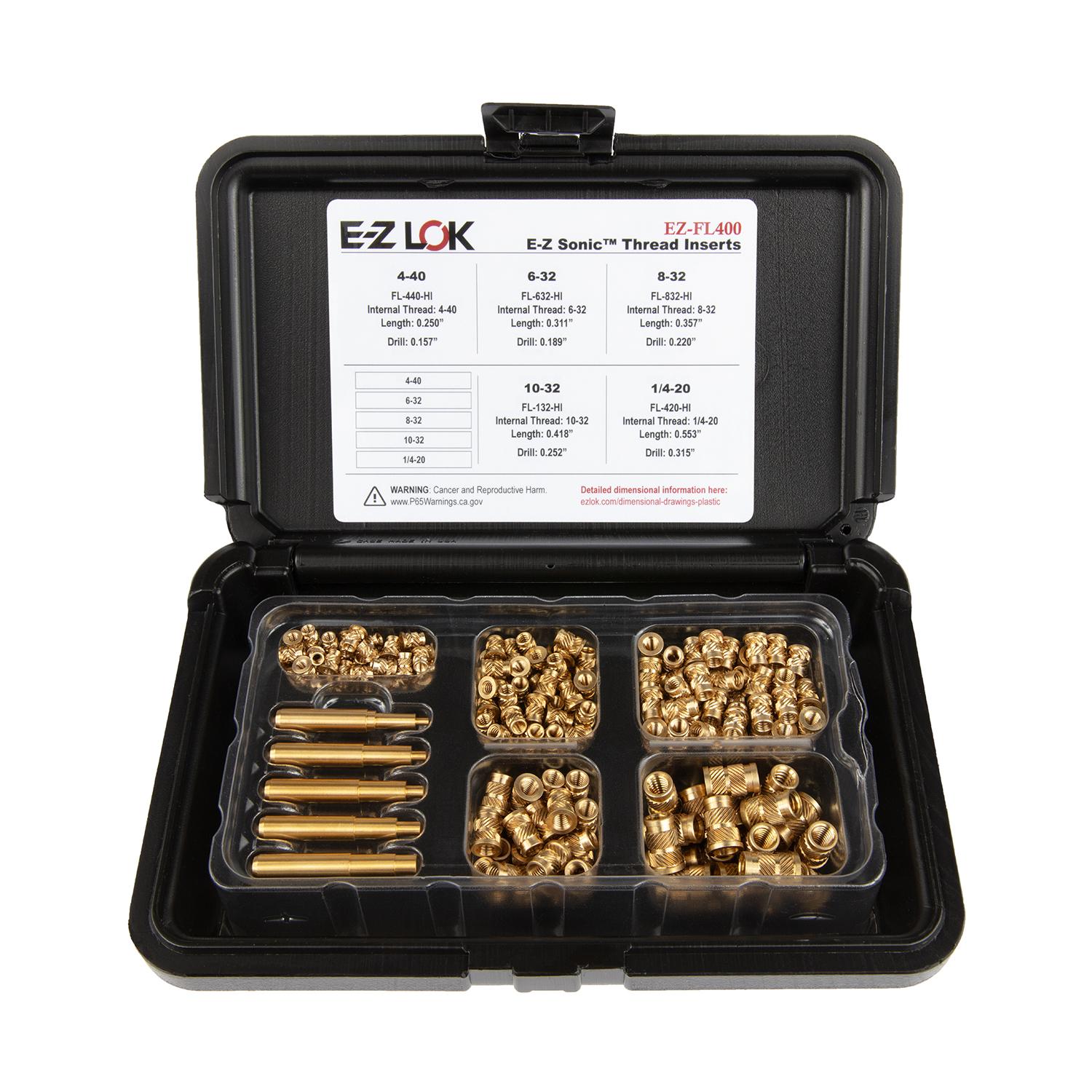 E-Z Sonic™ Threaded Insert Assortment Kit - Straight - Flanged - 4-40 ...
