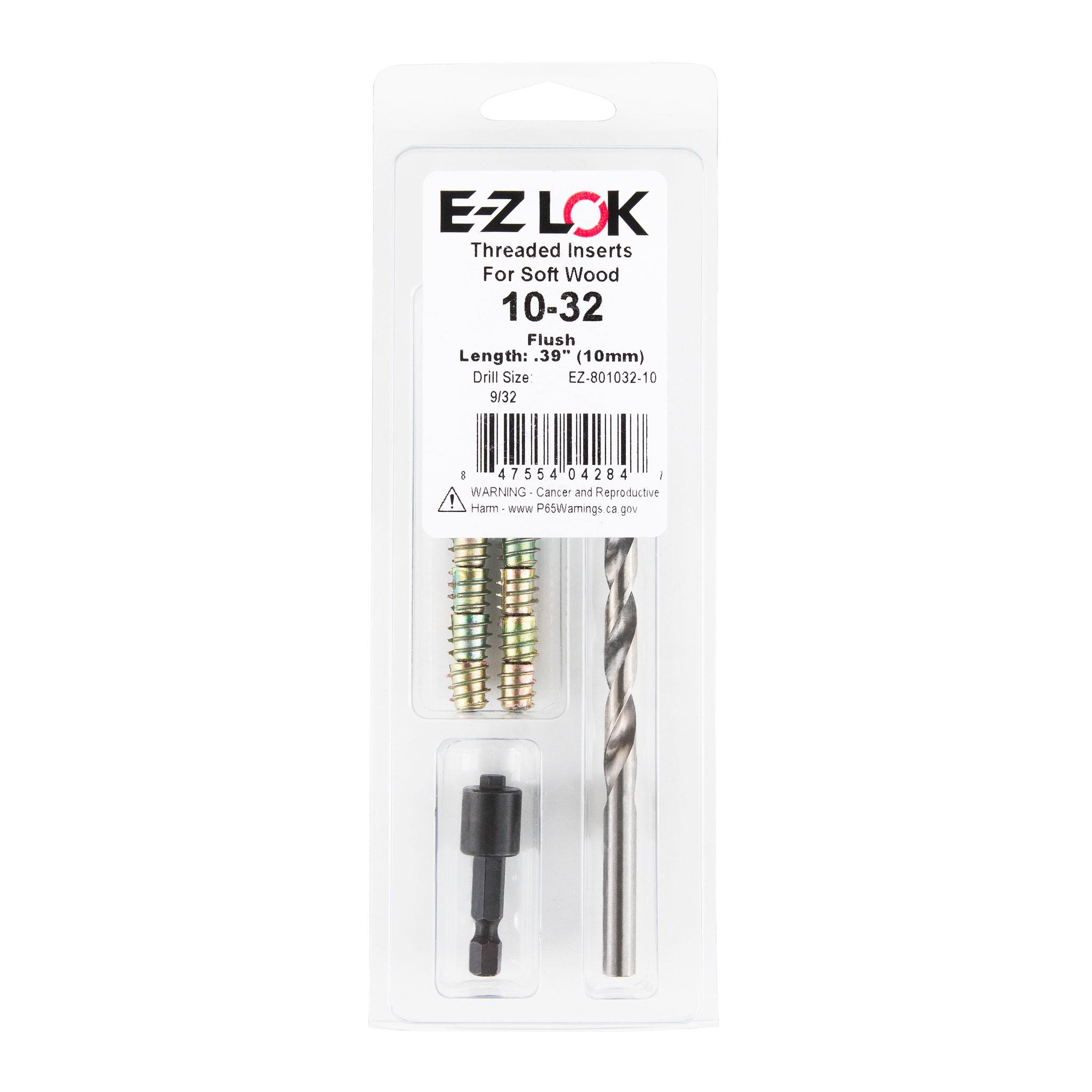 E-Z Hex™ Threaded Insert Installation Kit for Soft Wood - Flush - 10-32 ...