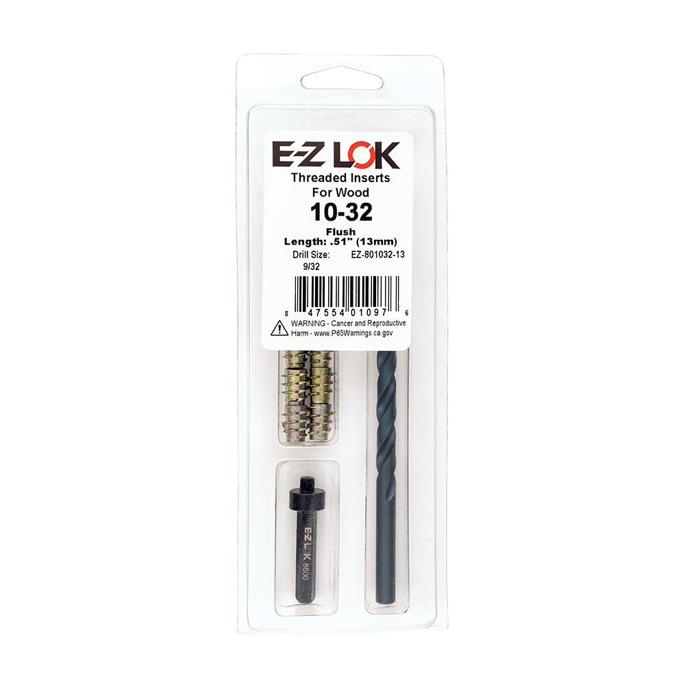 E-Z Hex™ Threaded Insert Installation Kit for Soft Wood - Flush - 8-32 ...
